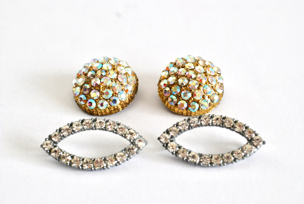 Two Pair of Large Vintage Rhinestone Buttons – Vintage Renude