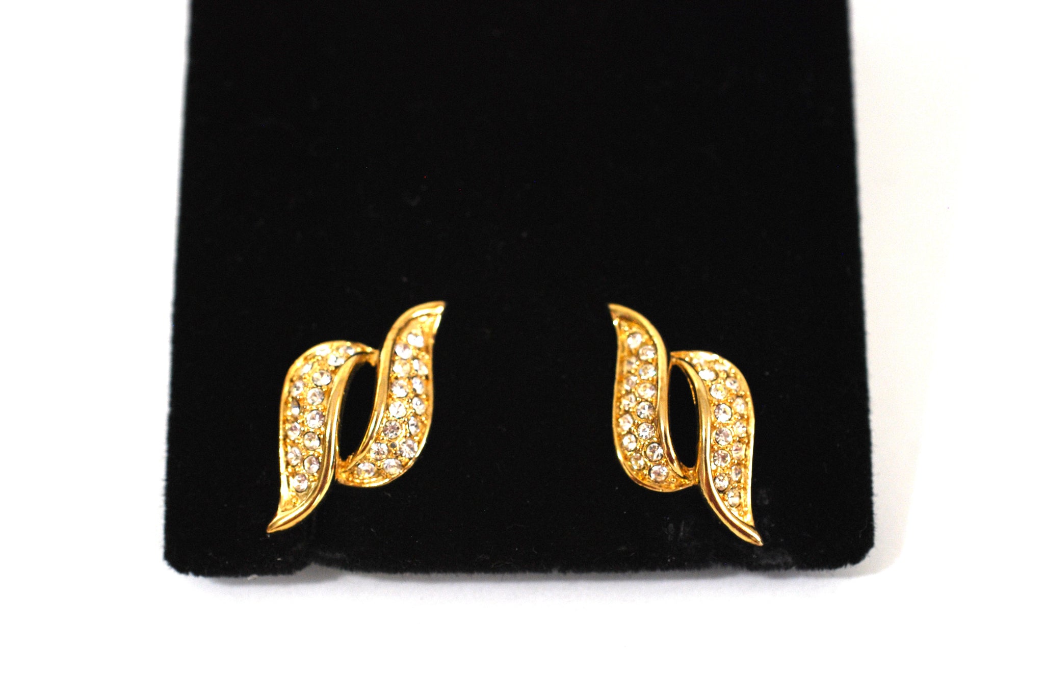 Rhinestone Encrusted S Shaped Earrings – Vintage Renude